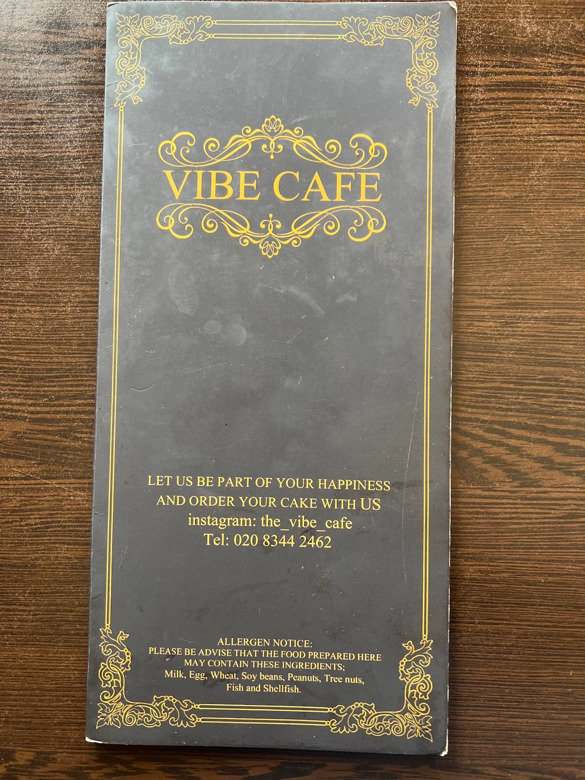 Menu at Vibe Cafe, Barnet, 6