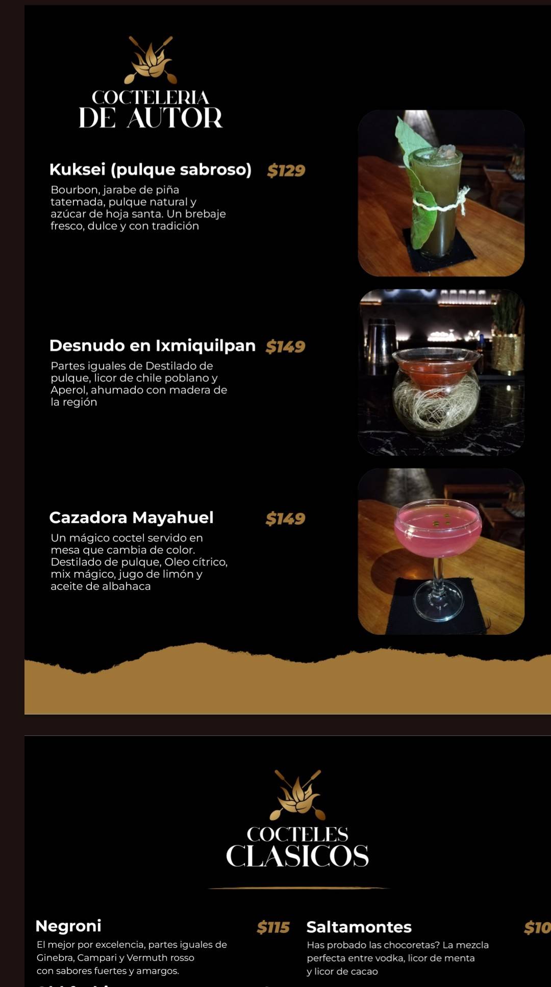 Menu at Barra Ñogi, Ixmiquilpan