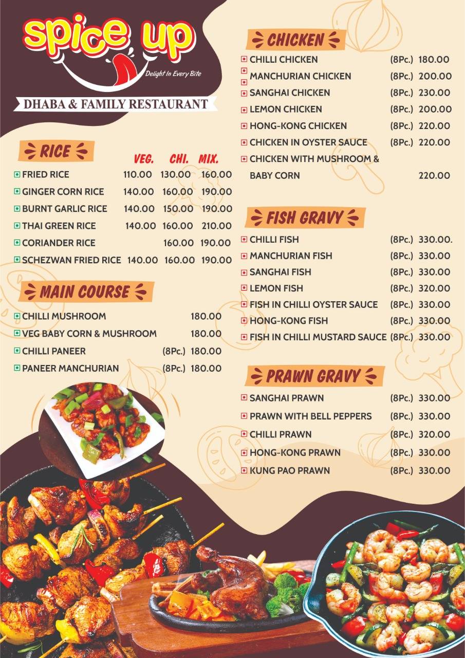 Menu at Spice Up 2.0, Barrackpore