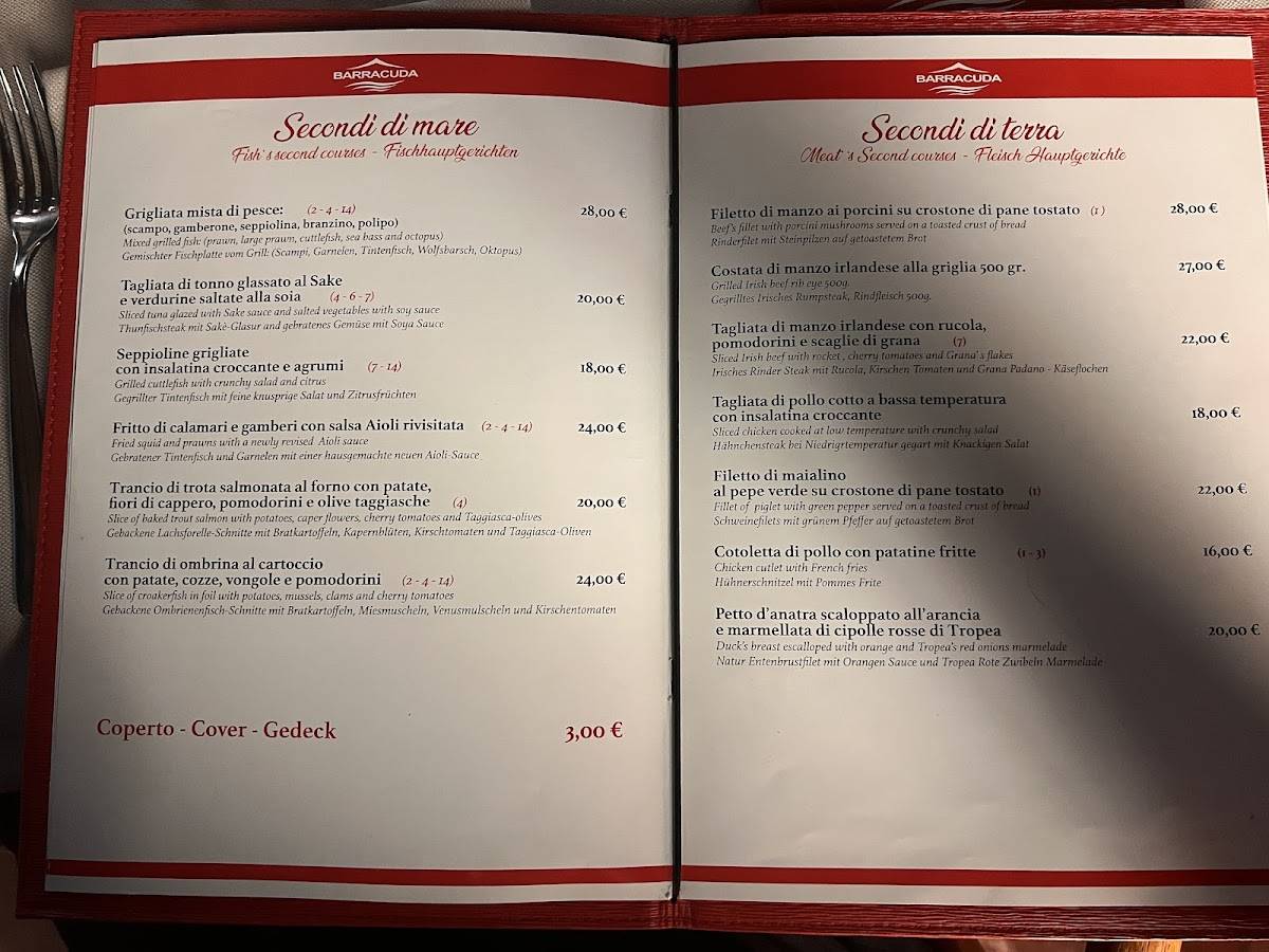 Menu da Barracuda, Sirmione