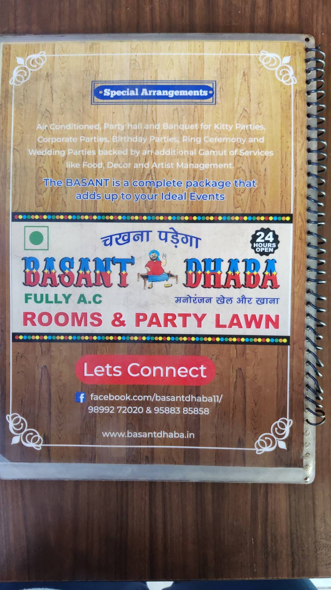 Menu at Basant Dhaba, Gurugram, Main NH8