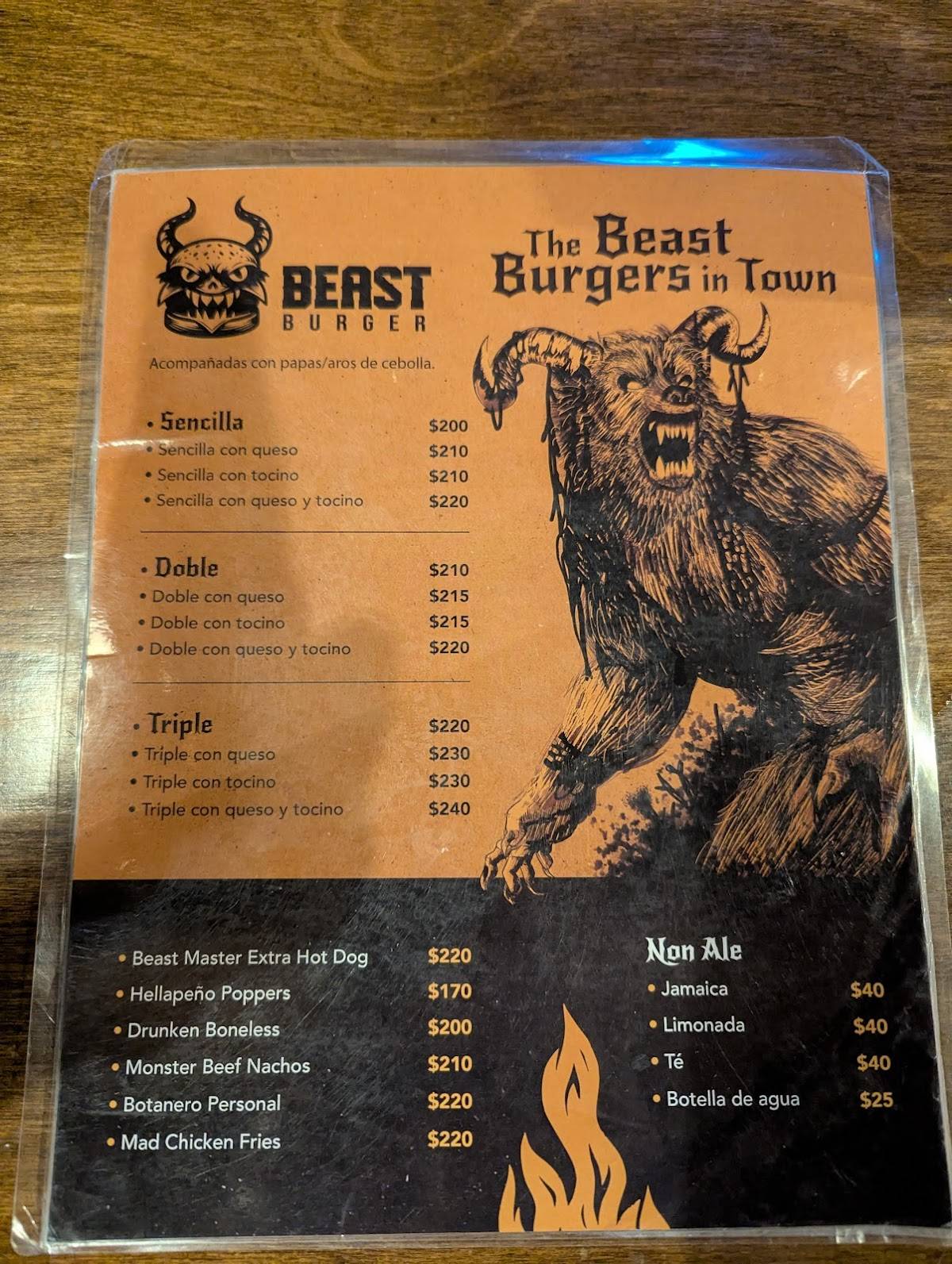 Carta del pub y bar Bastards Tavern, Mexicali