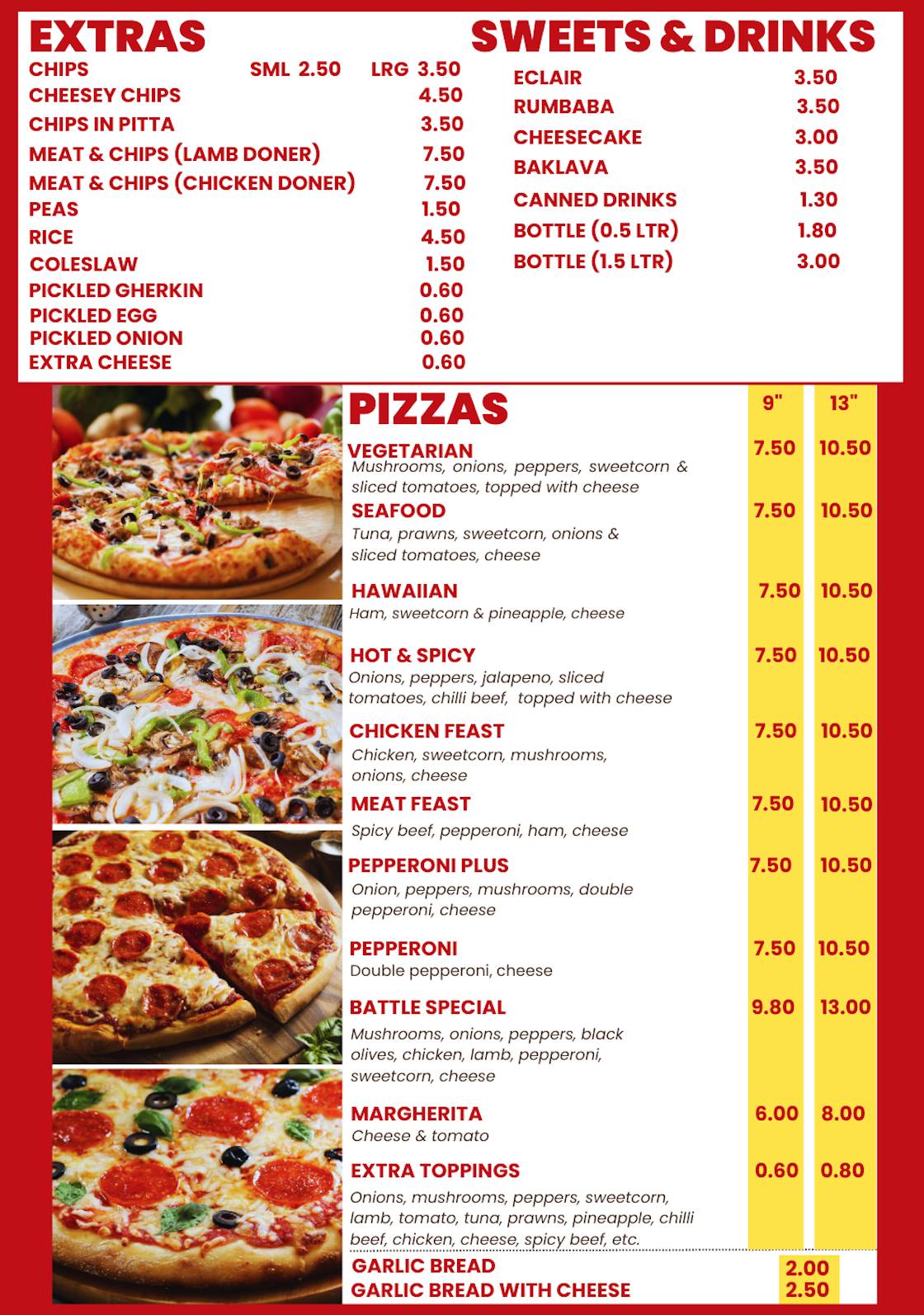Menu at Battle Kebabs, Fish & Chips Cafe Restaurant, Battle, Unit 1