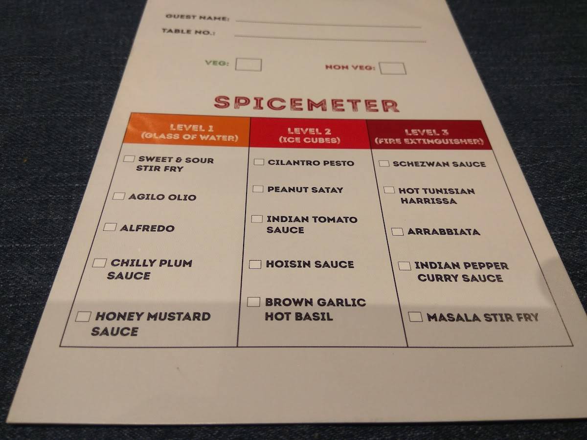 Menu at Bazaar, Chennai, 120