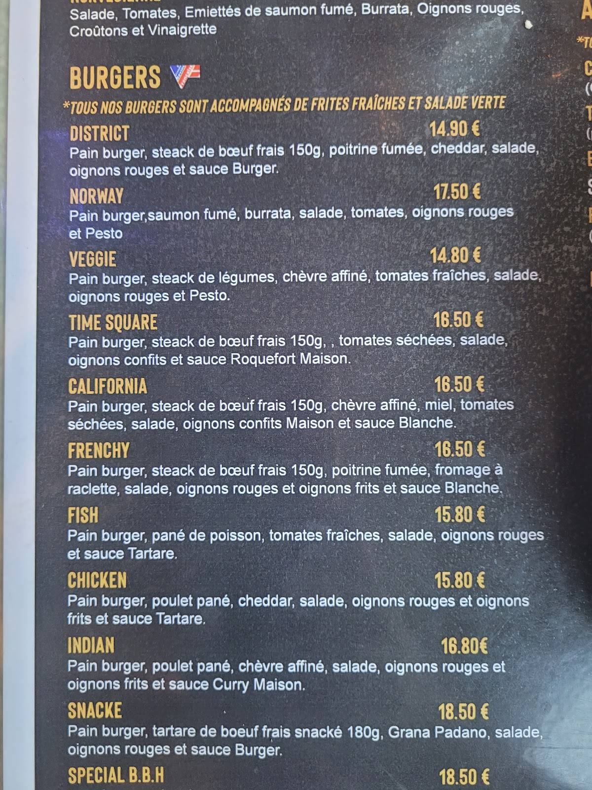 Menu au Beach Burger House restaurant, Frontignan