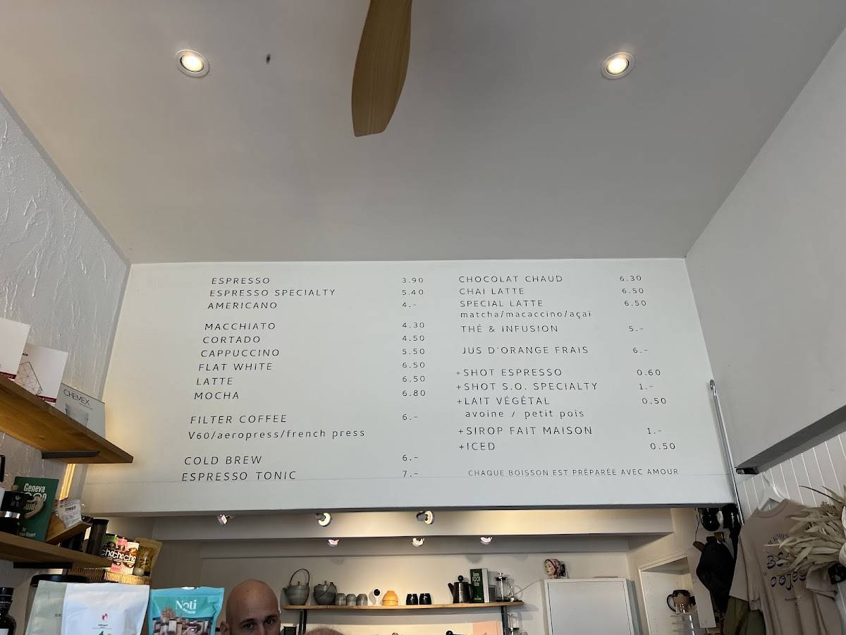 Menu da Beau Coffee, Ginevra