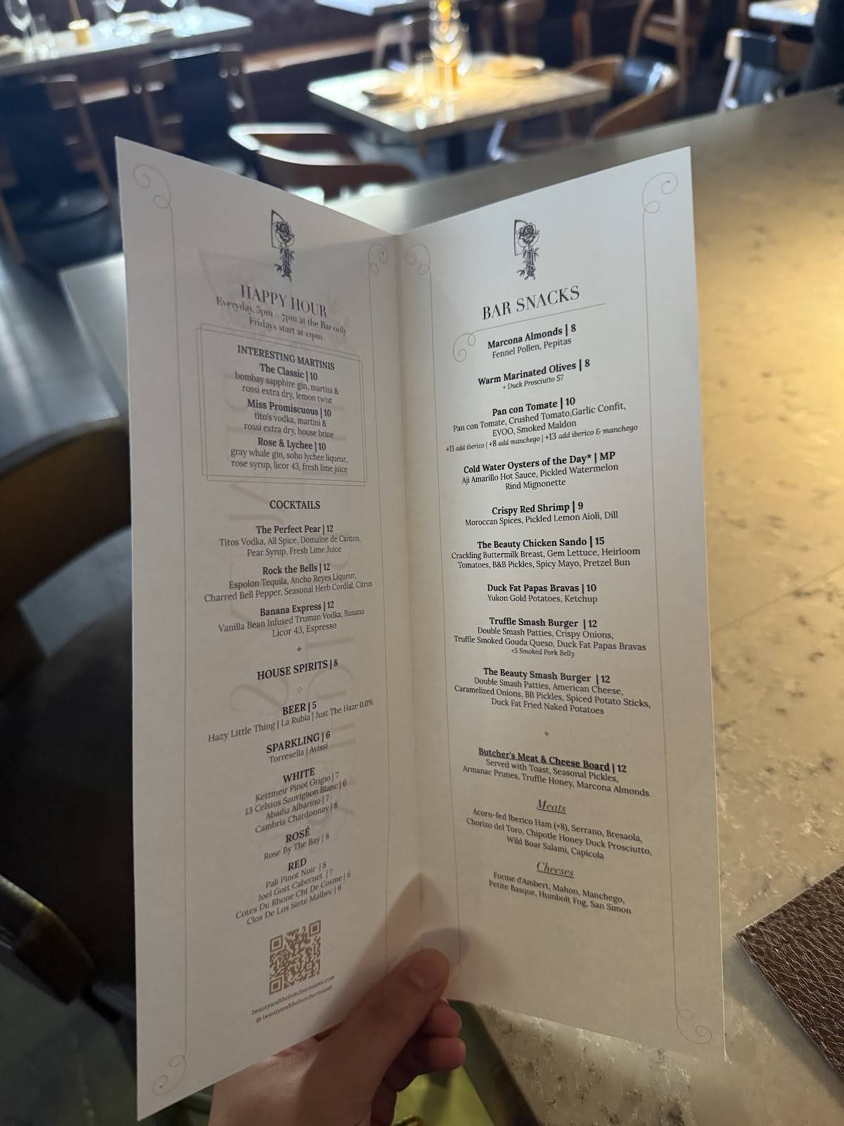 Menu at Beauty & The Butcher pub & bar, Coral Gables, Red Rd