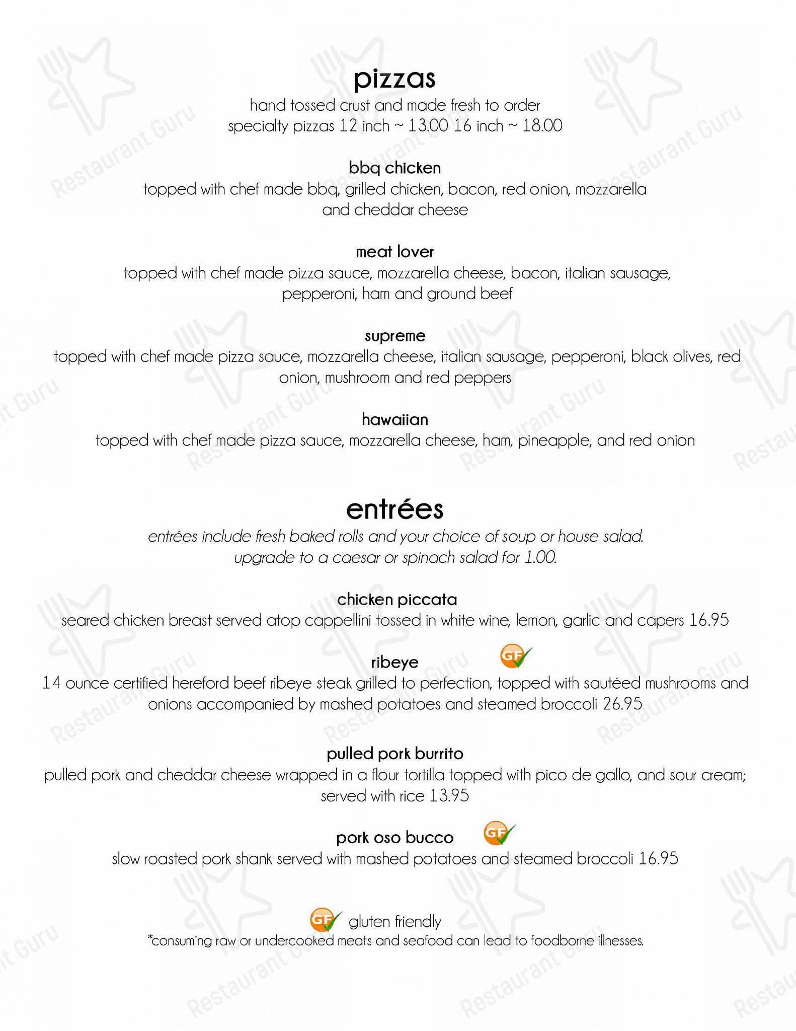 Menu at Old Hickory Golf Club, Beaver Dam