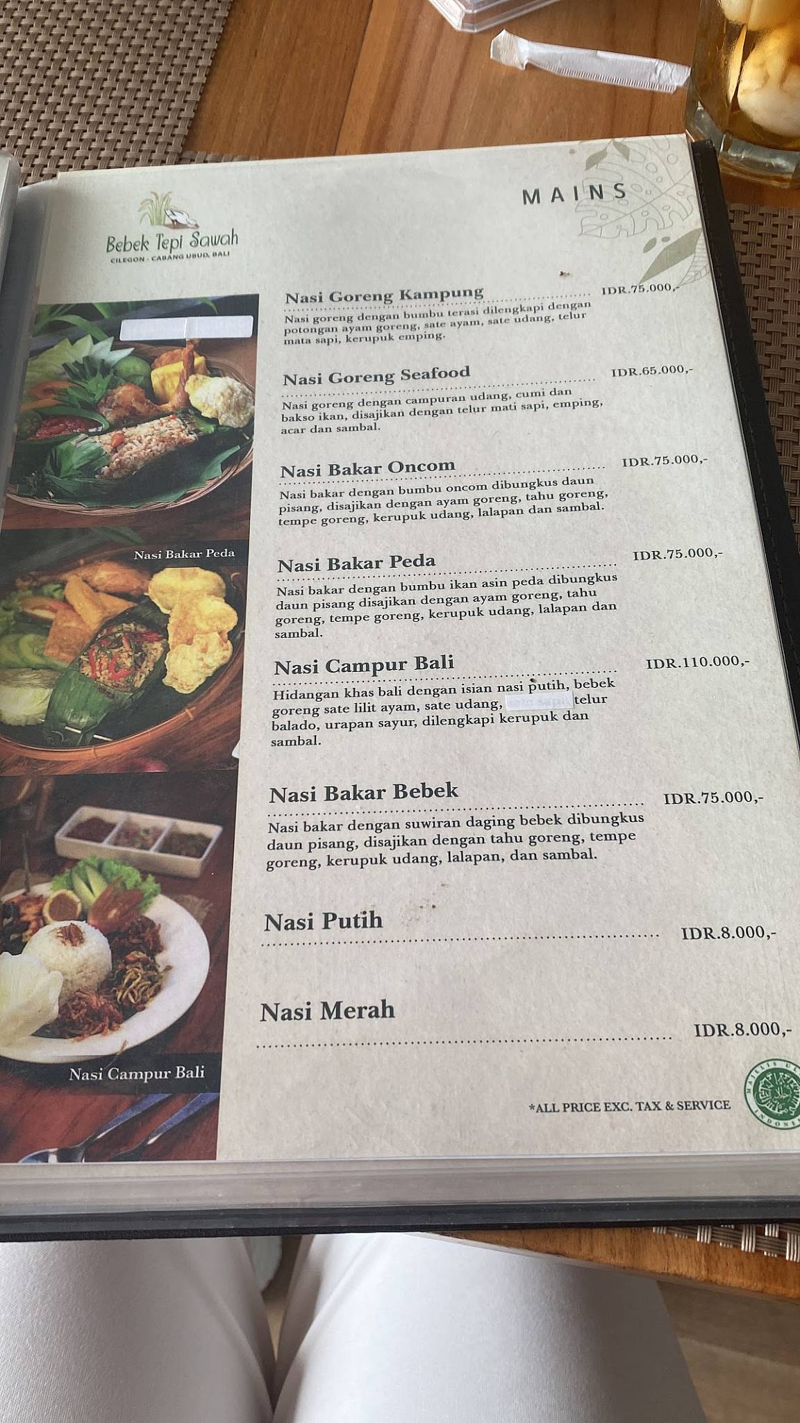 Menu at Bebek Tepi Sawah Cilegon restaurant, Cilegon