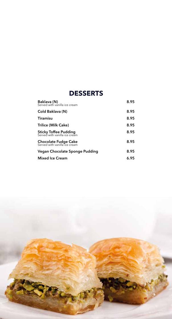 Menu at Pera Beckenham restaurant, Beckenham