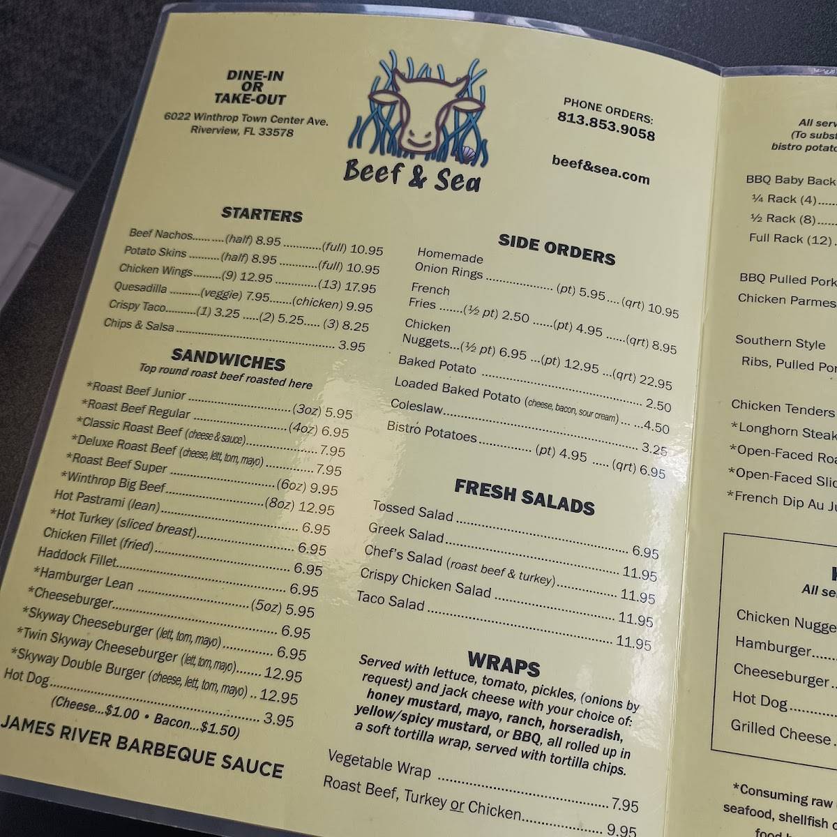 Menu at Beef & Sea restaurant, Riverview