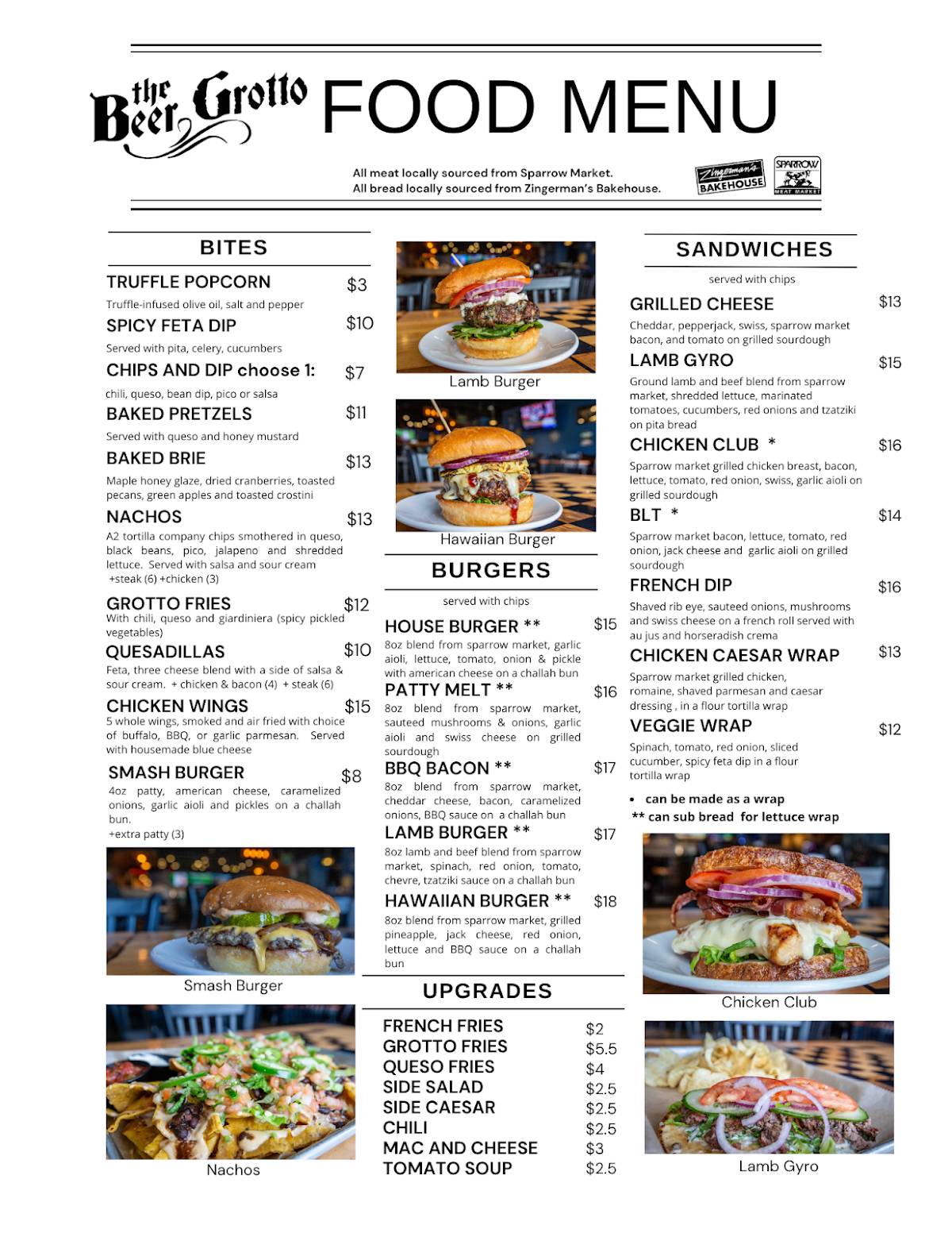 Menu at Beer Grotto Dexter pub & bar, Dexter