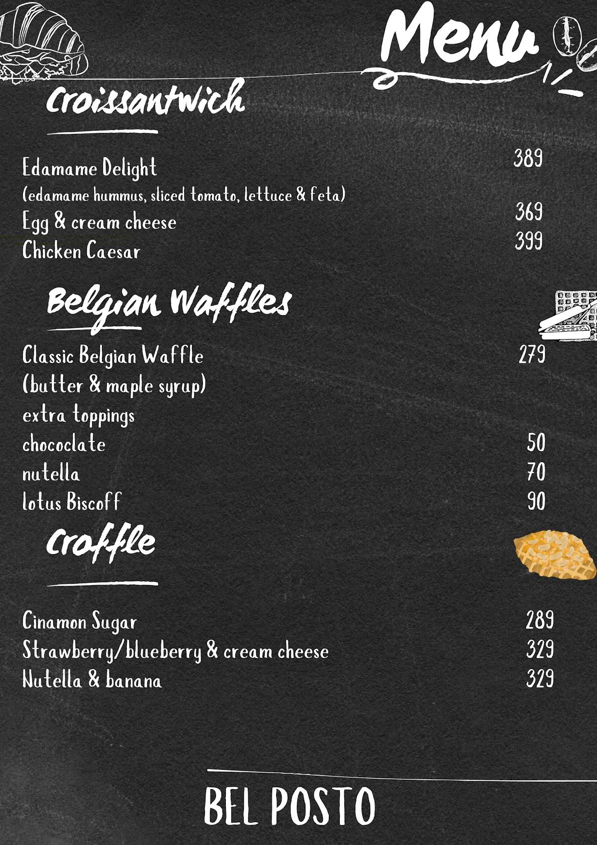 Menu at Bel Posto The Cafe, Hyderabad, Road 44