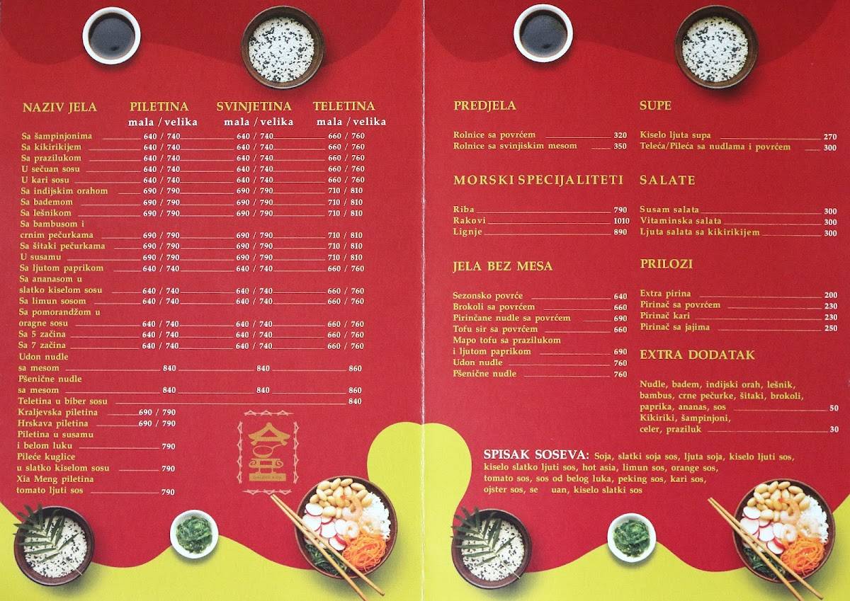 Menu at Golden Wok restaurant, Belgrade