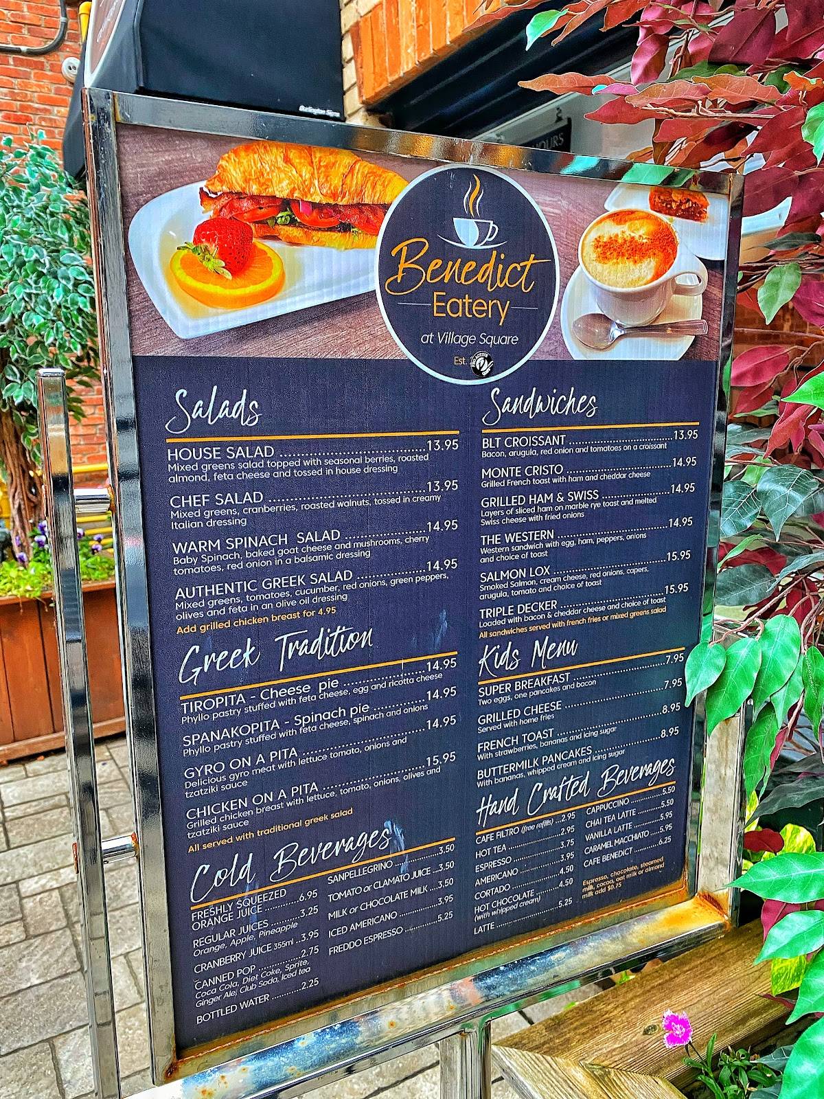 Menu at Benedict Eatery restaurant, Burlington