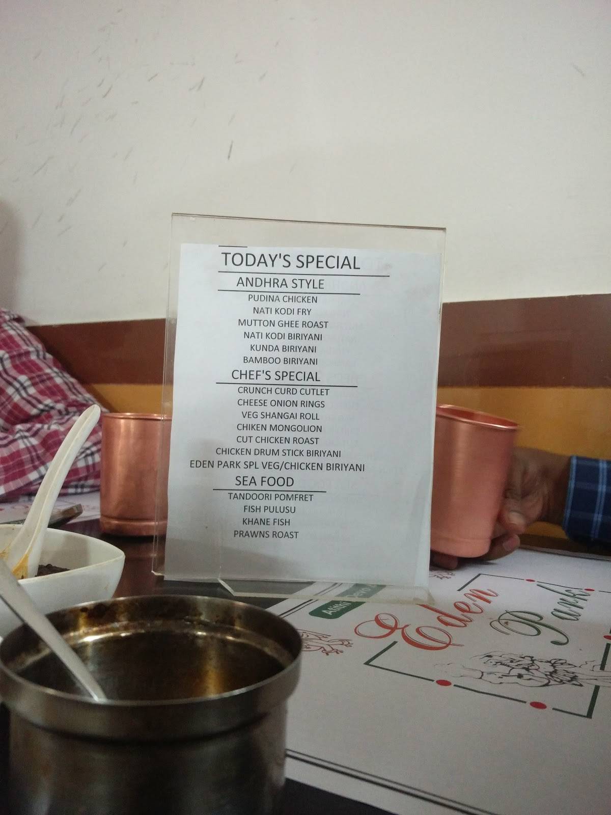 Menu at Eden Park Restaurant, Bengaluru, 21