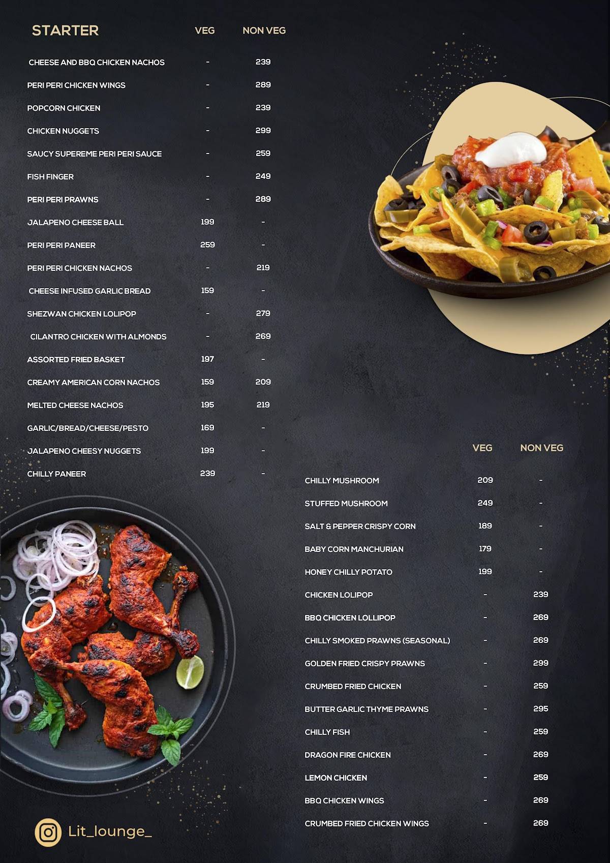 Menu at Lit Lounge, Bengaluru