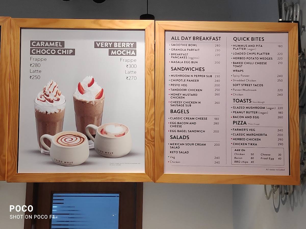 Menu at Third Wave Coffee, Bengaluru, Whitefield Main Road