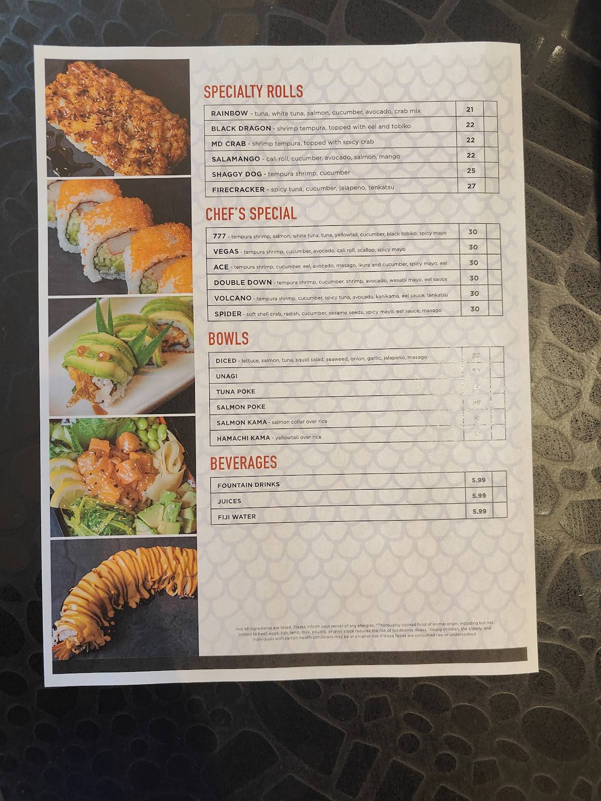 Menu at Bento Sushi restaurant, Oxon Hill
