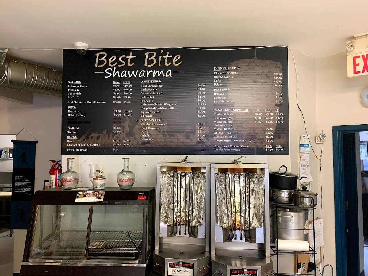 Menu at Best Bite Shawarma restaurant, Thunder Bay