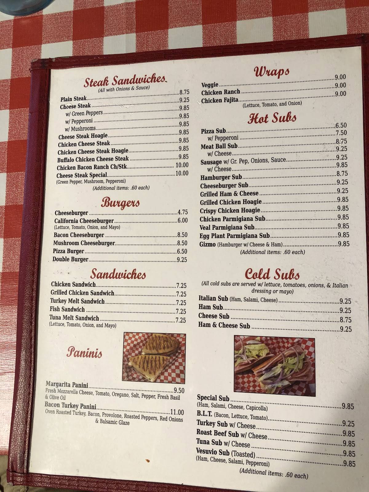 Menu at Vesuvio Pizza restaurant, Bethel