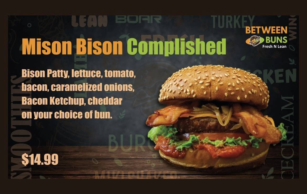 Menu at Between The Buns, Outlook restaurant, Outlook