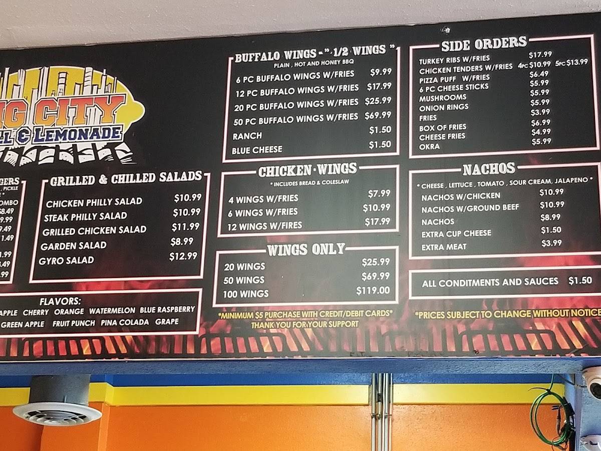 Menu at Big City Grill & Lemonade restaurant, Indianapolis