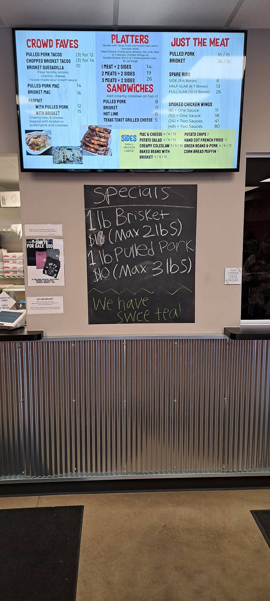 Menu at Big C's BBQ, Goshen
