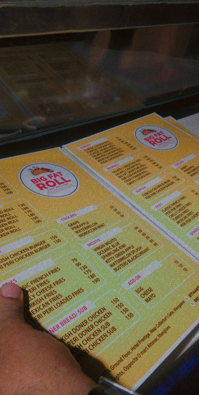 Menu at Big Fat Roll, Mangaluru, Zephyr heights