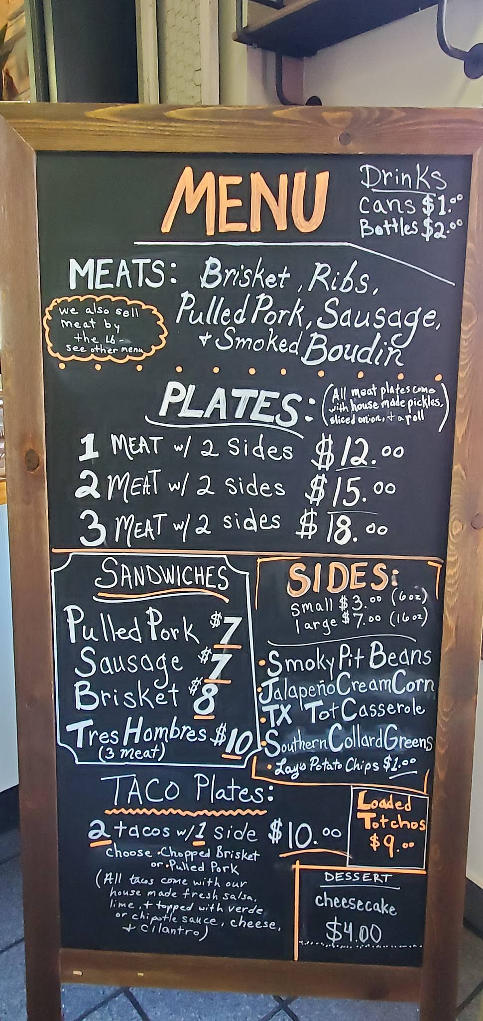 Menu at Big Thicket BBQ, DeRidder