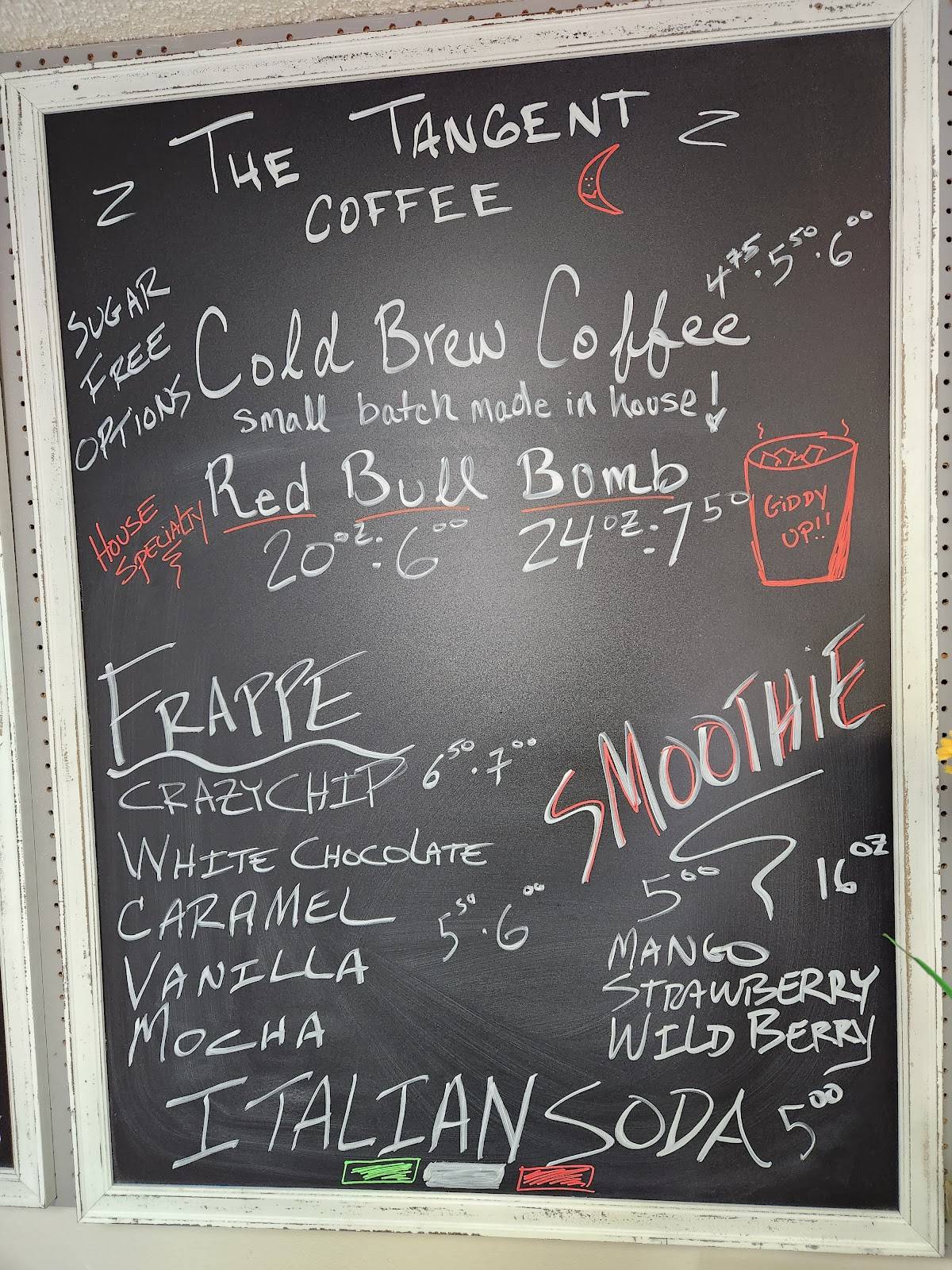 Menu at The Tangent Coffee Shop & Ice Cream, Big Timber