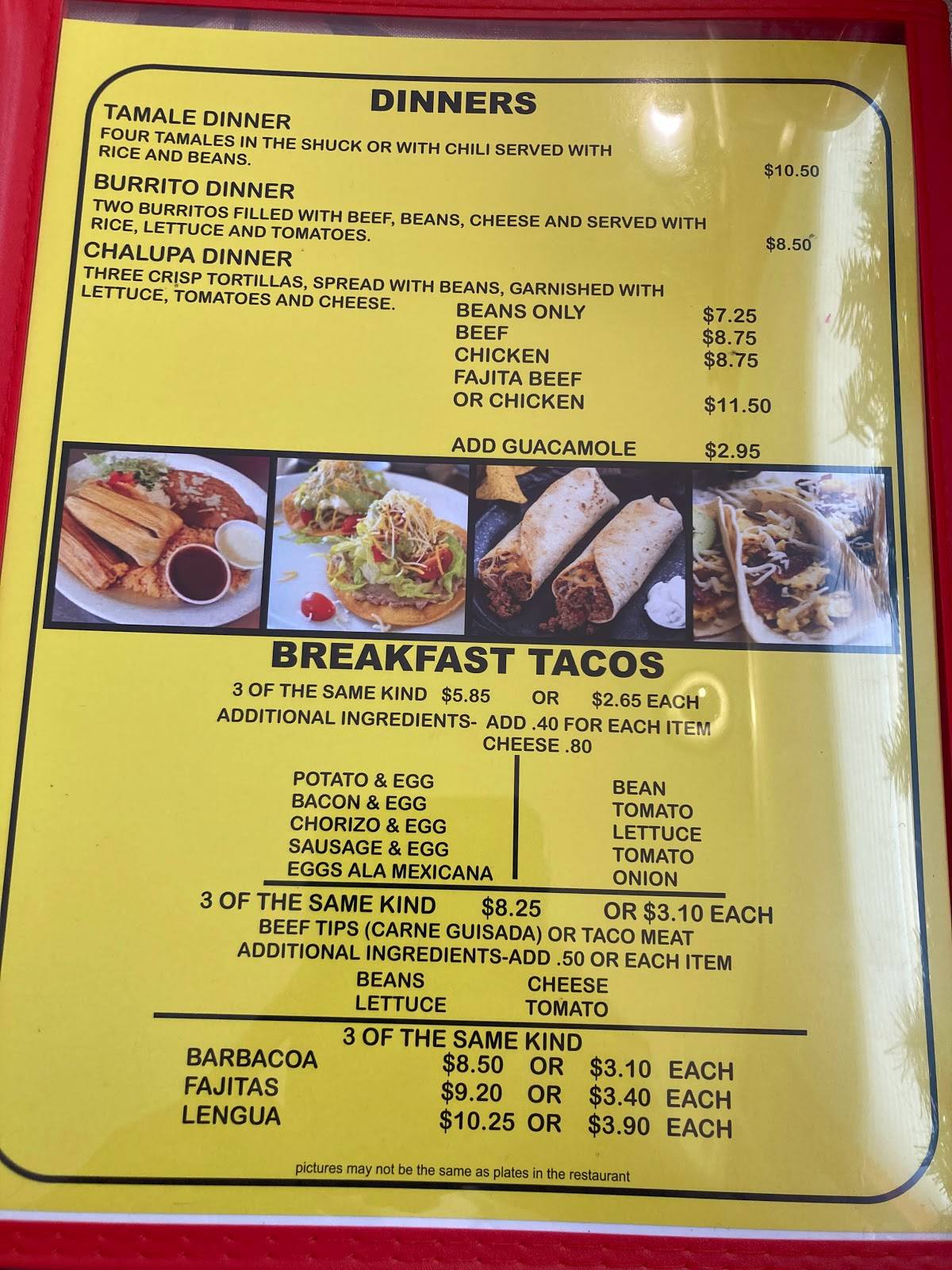 Menu at Bigotes restaurant, Arlington, E Abram St