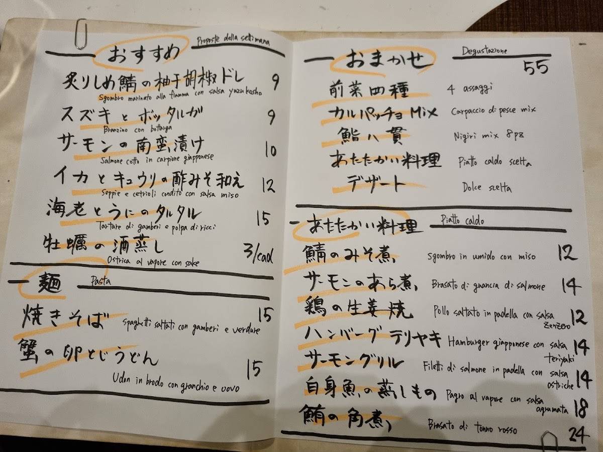 Menu da Billiken Sushi Bar & Japanese Tapas, Credaro