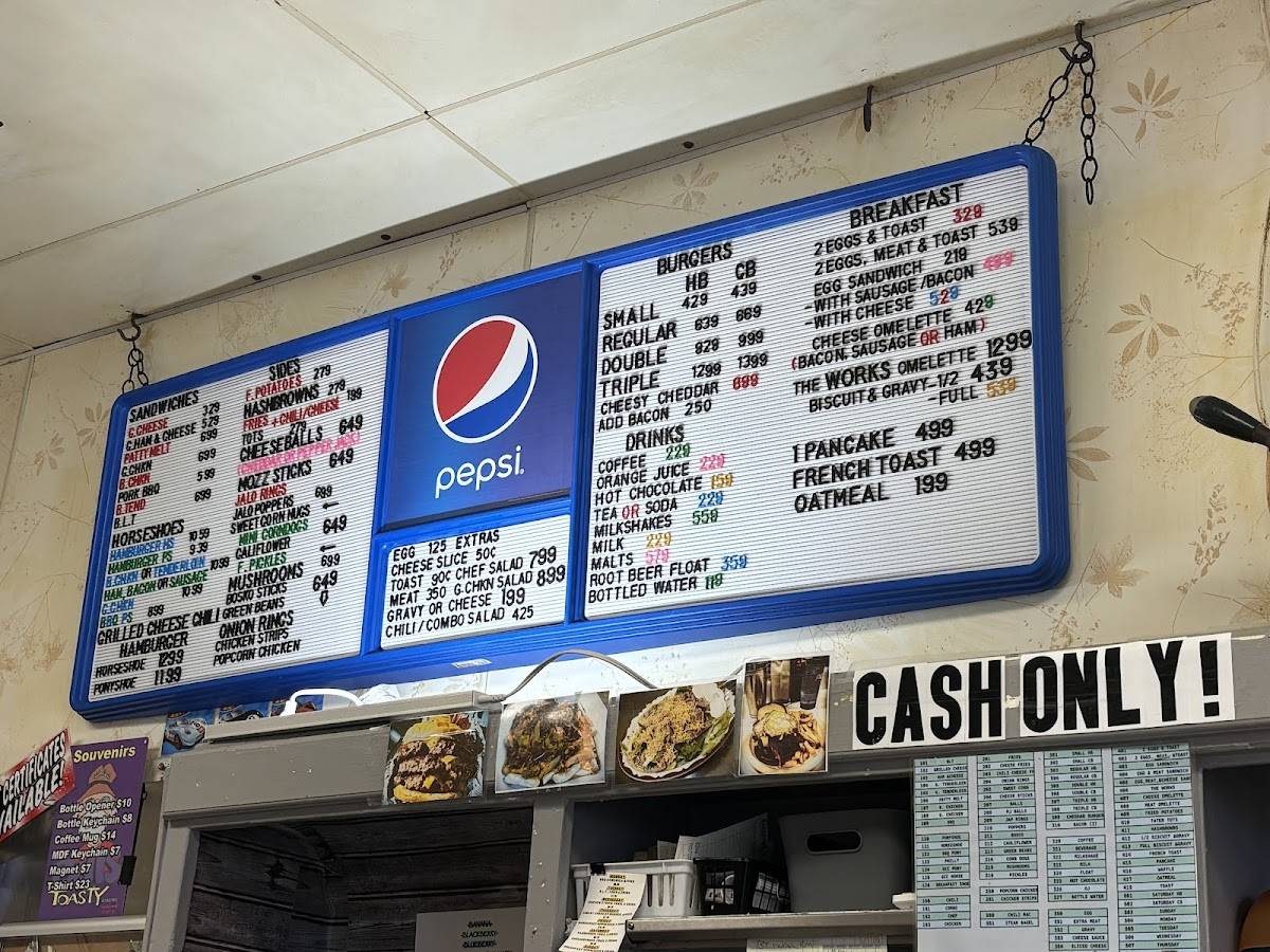 Menu at Bill's Toasty restaurant, Taylorville