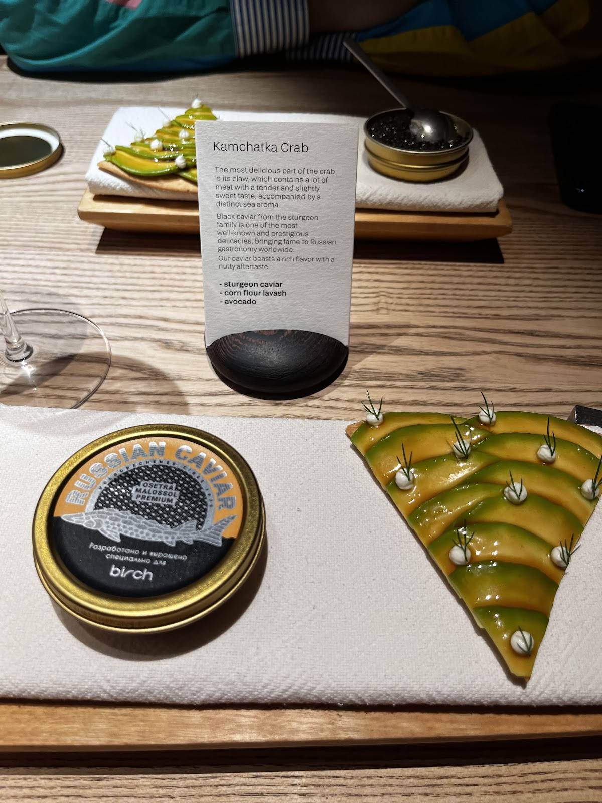 Menu at Birch restaurant, Saint Petersburg