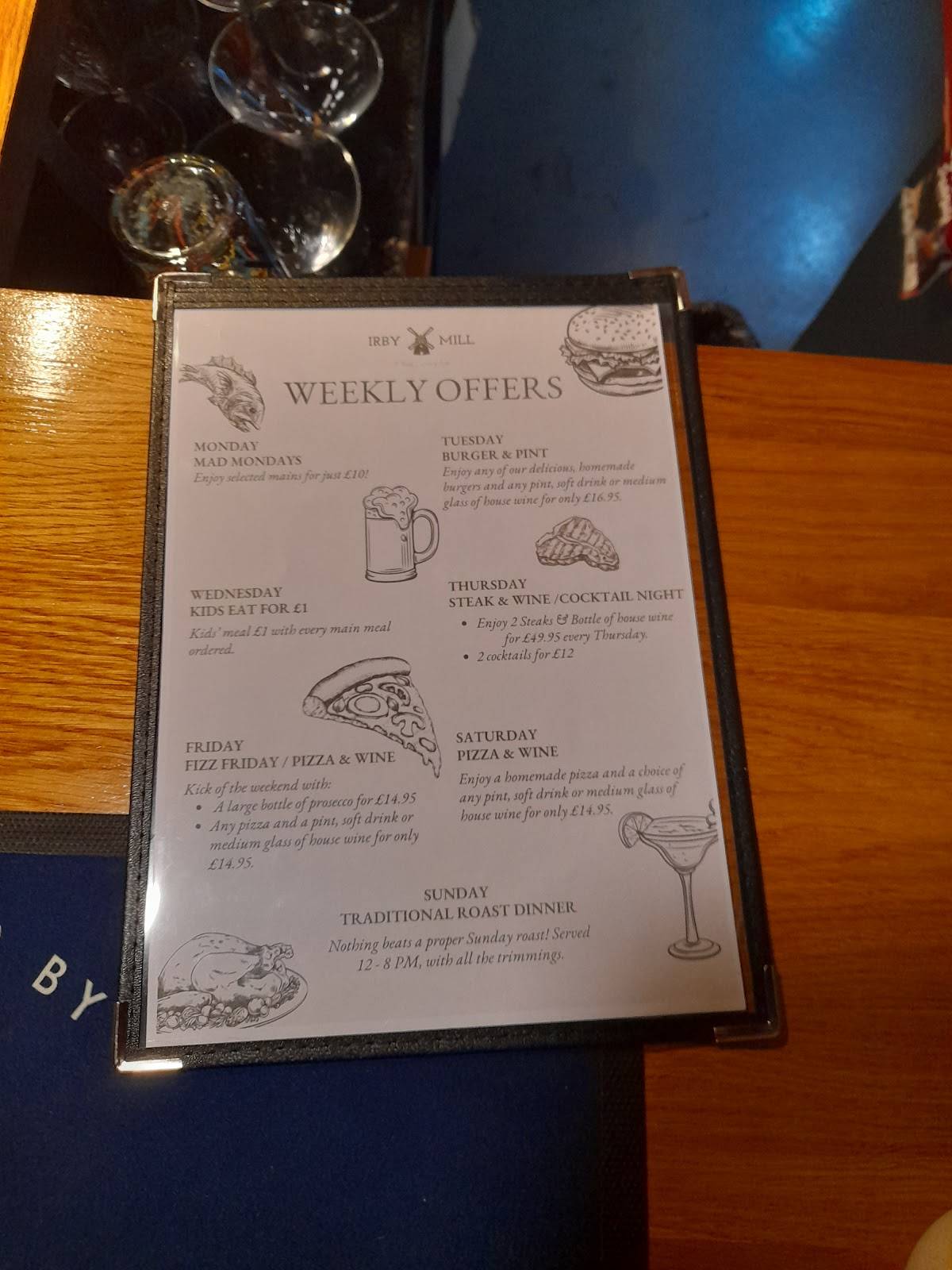 Menu at Irby Mill pub & bar, Greasby