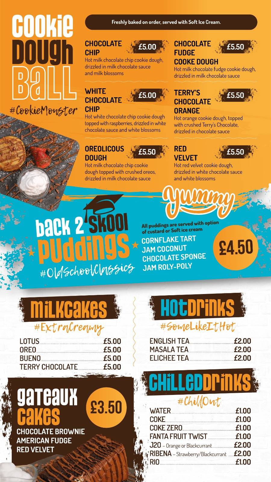 Menu at Wafflebox desserts, Birmingham