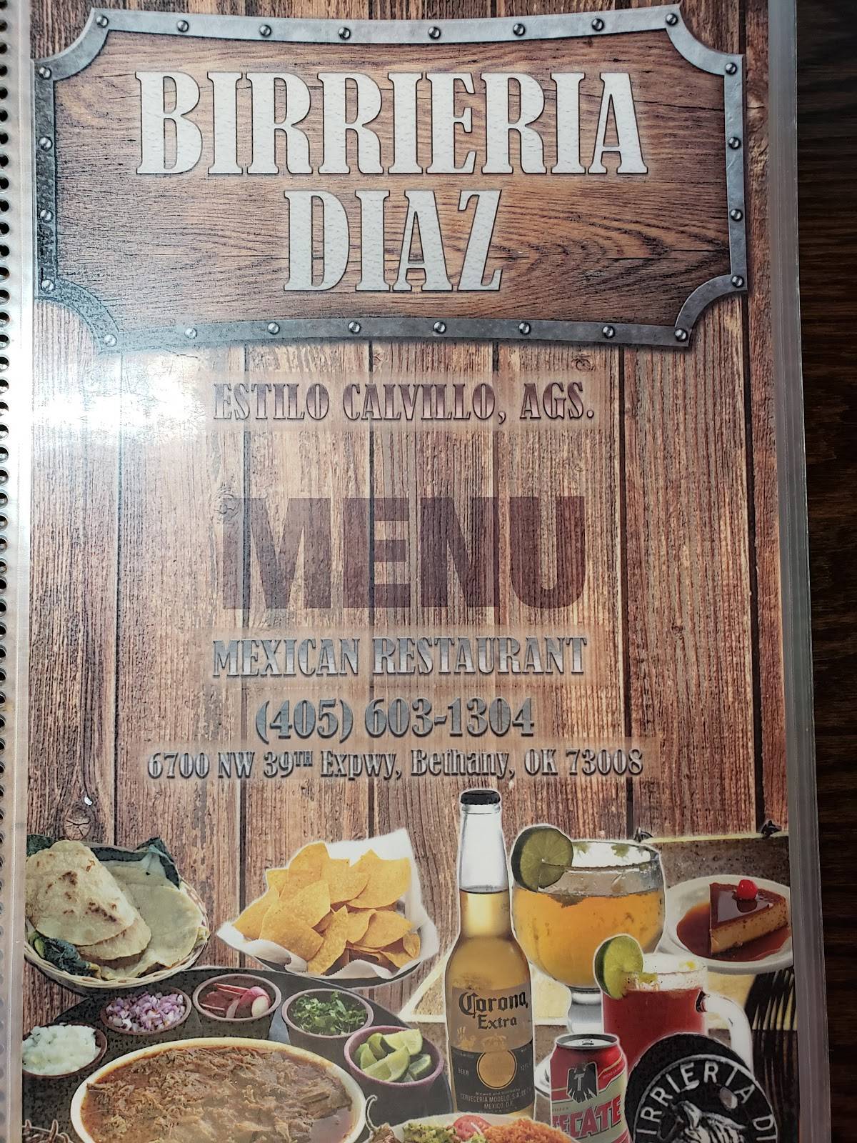 Menu at Birrieria Diaz restaurant, Bethany