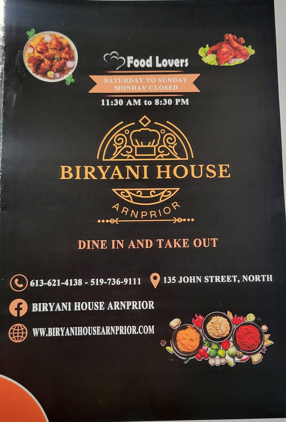 Menu at Biryani House Arnprior restaurant, Arnprior