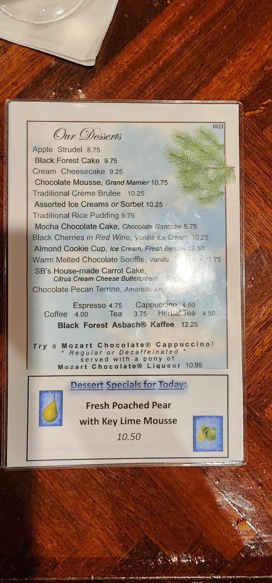 Menu at Black Forest Inn pub & bar, Stanhope