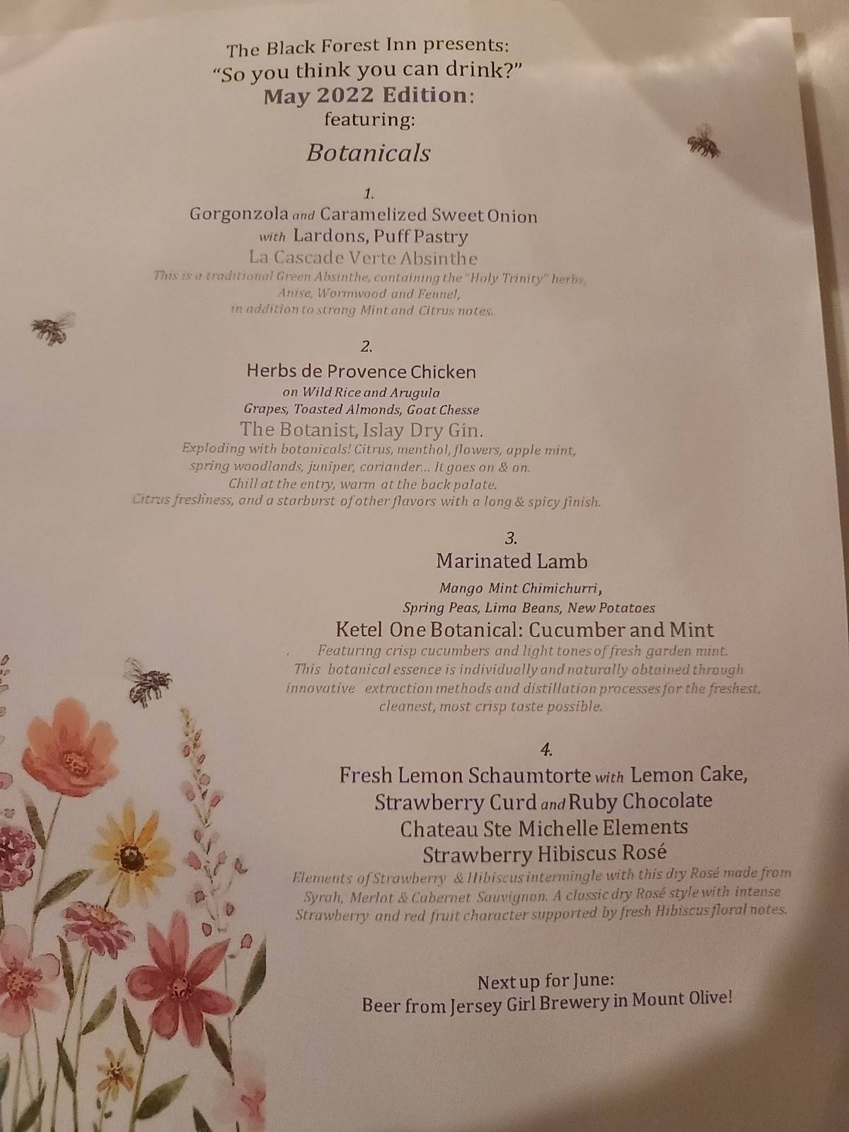 Menu at Black Forest Inn pub & bar, Stanhope