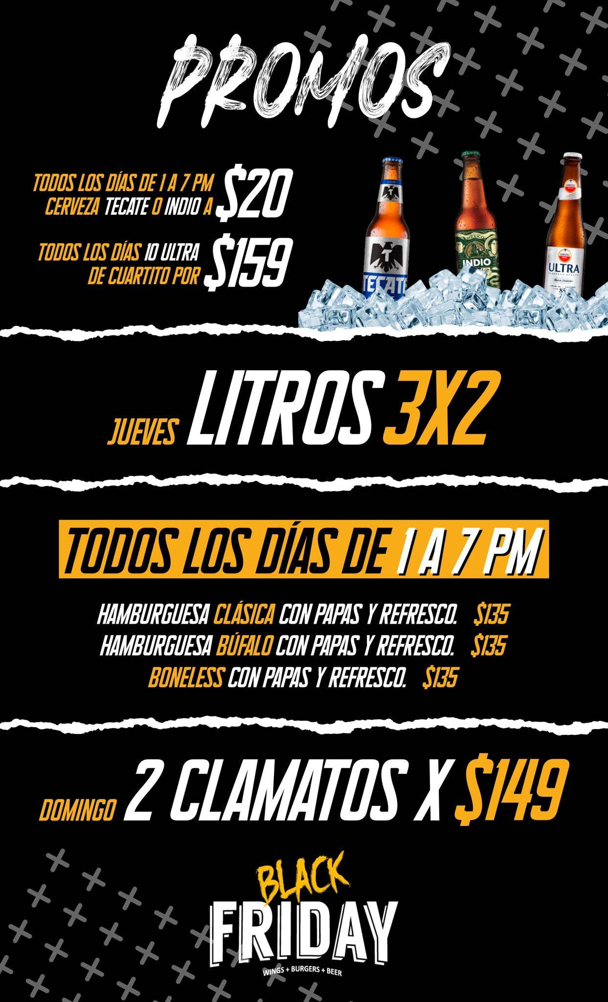 Carta del restaurante Black Friday, San Nicolás del los Garza