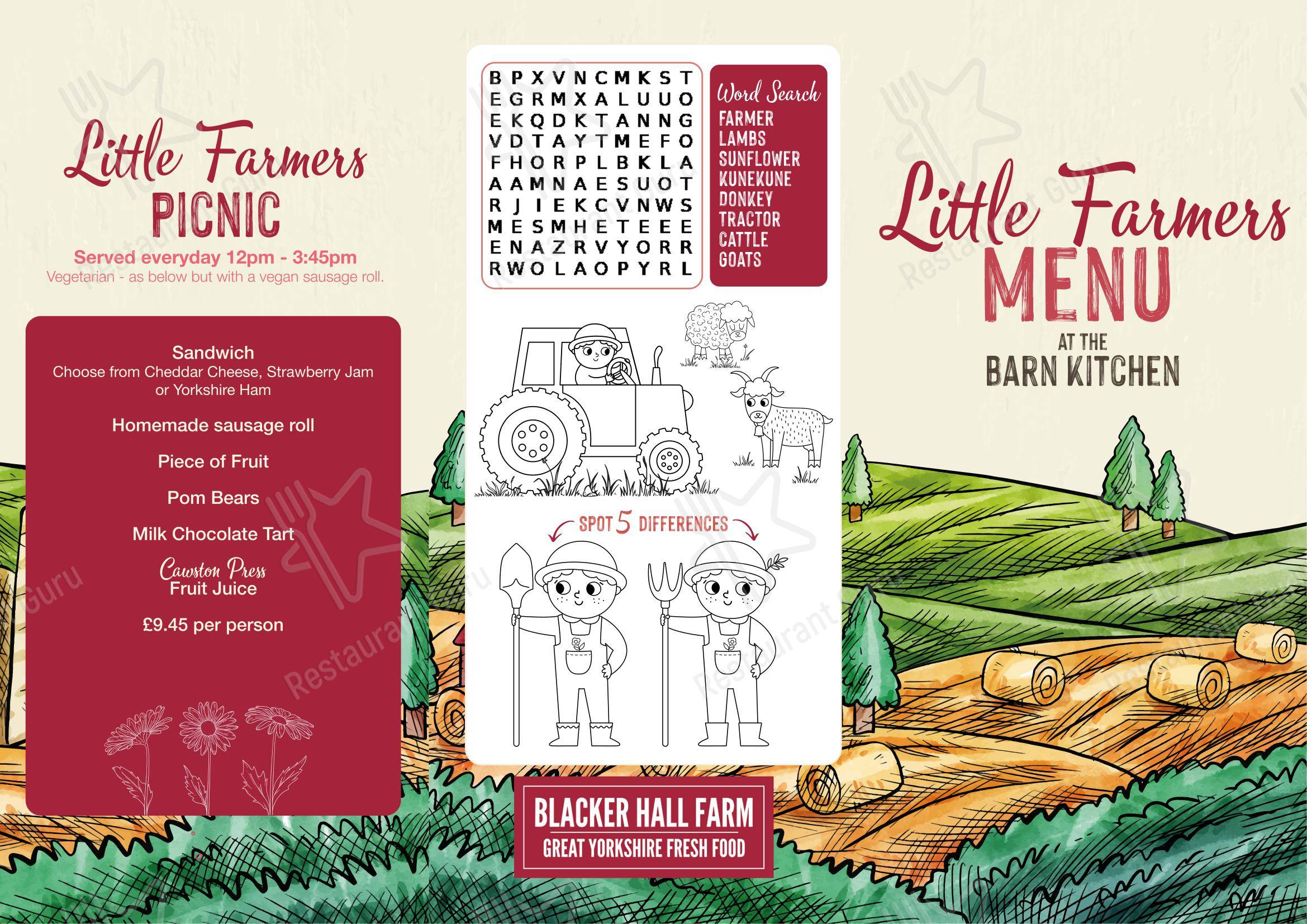 Menu at Blacker Hall Farm Shop cafe, Wakefield