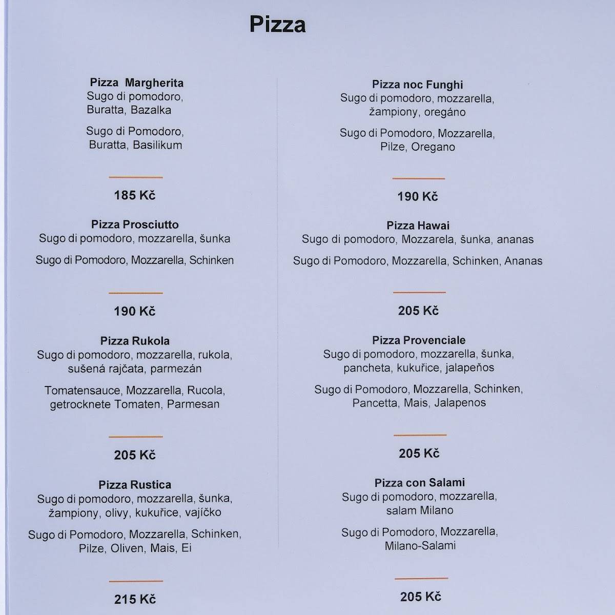 Menu at Blue Restaurant Steak & Pizza, Czech Republic