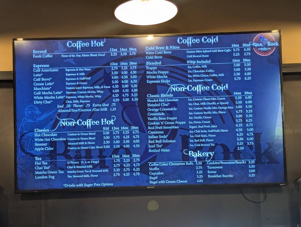 Menu at Blue Rock Coffee Co, Doniphan, 602 6th St suite b
