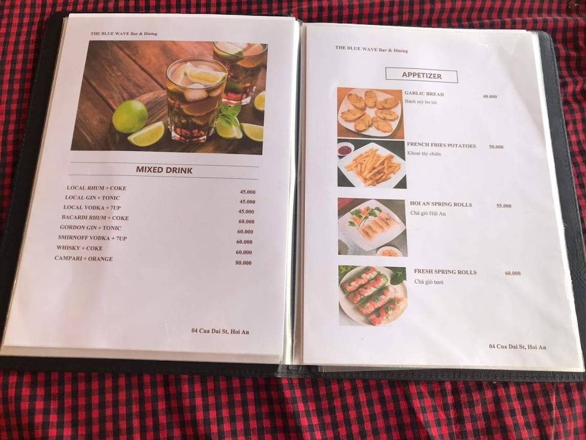 Menu at Blue Wave Restaurant & Cafe Hoi An, Hoi An, 04 Cửa Đại