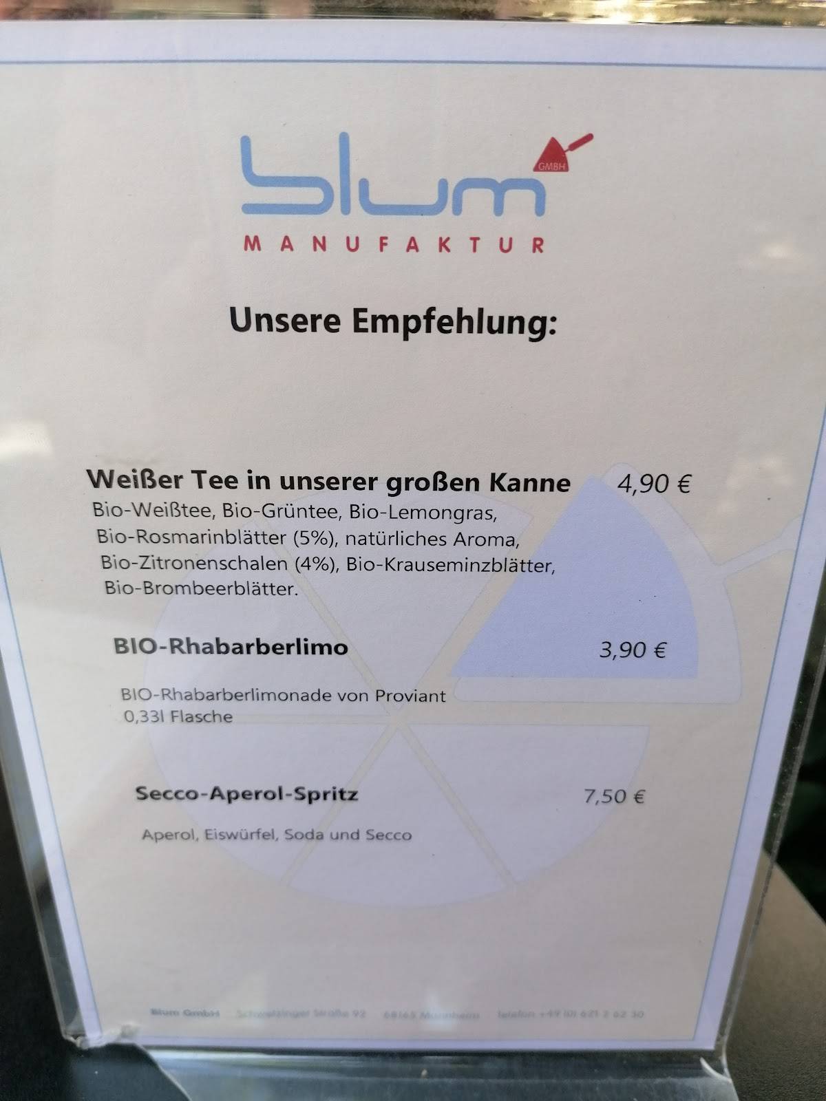 Speisekarte von Blum cafe, Mannheim