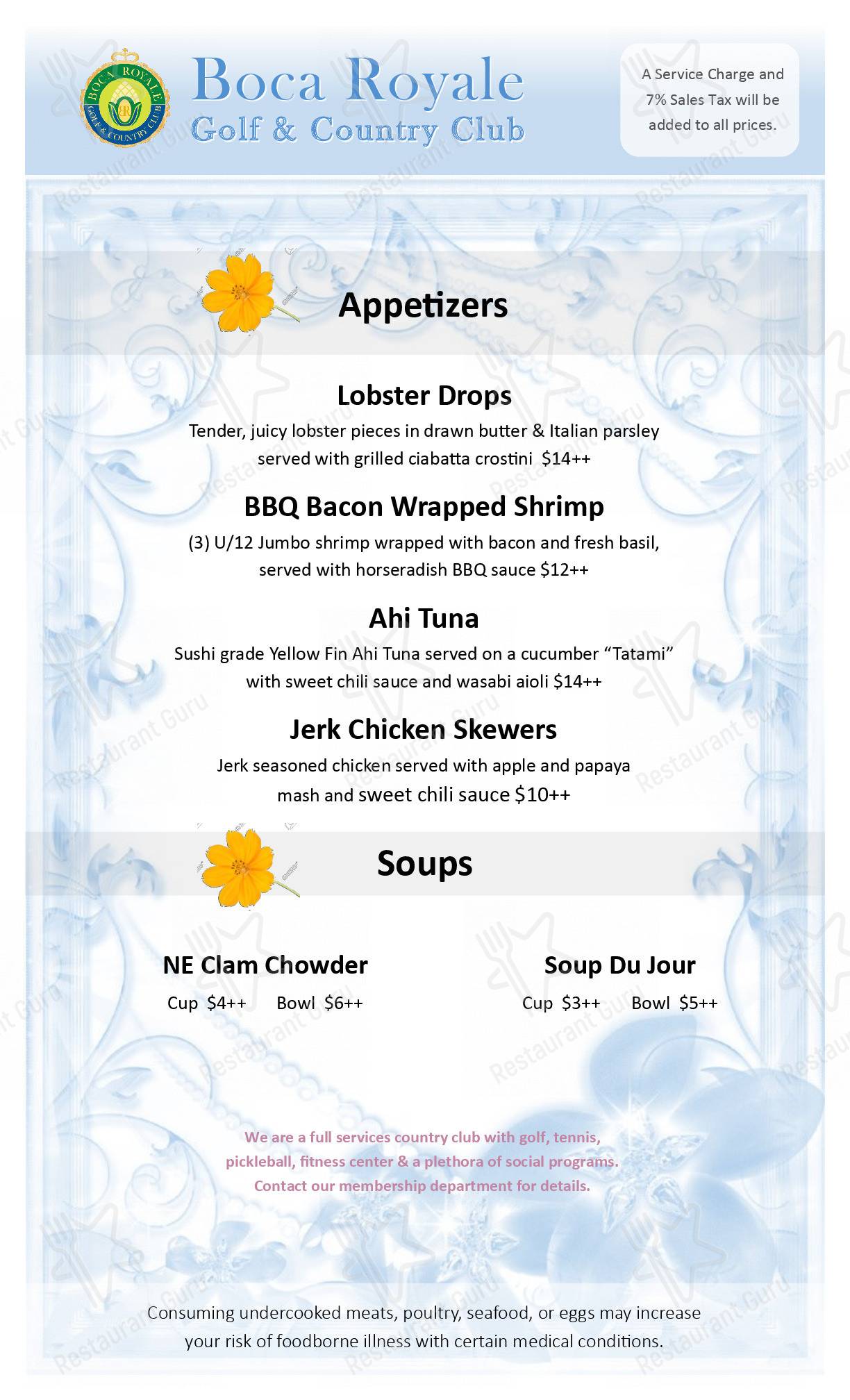 Menu at Boca Royale Golf & Country Club, Englewood