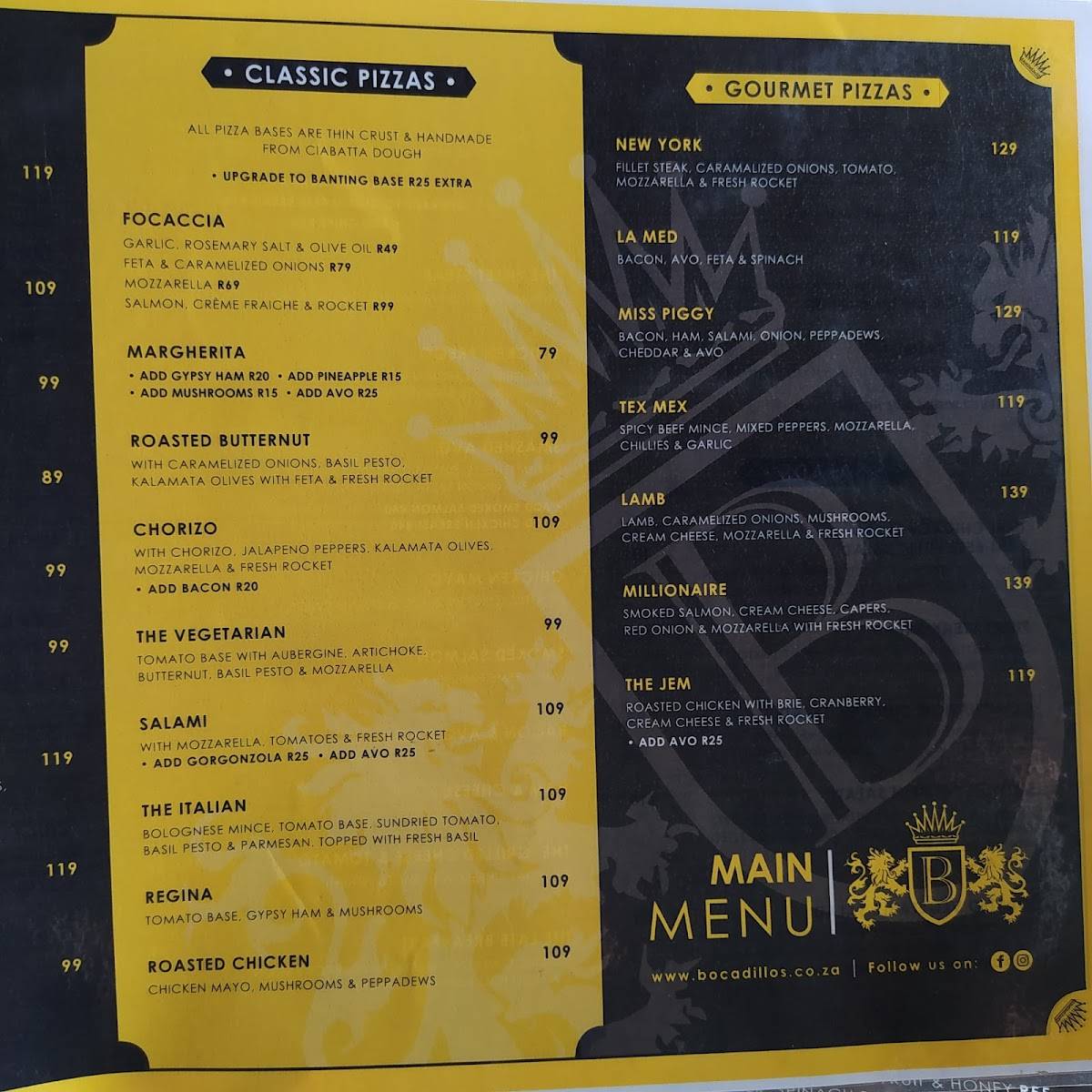 Menu at Bocadillos Restaurant & Bakery, Port Elizabeth, 42 6th Ave