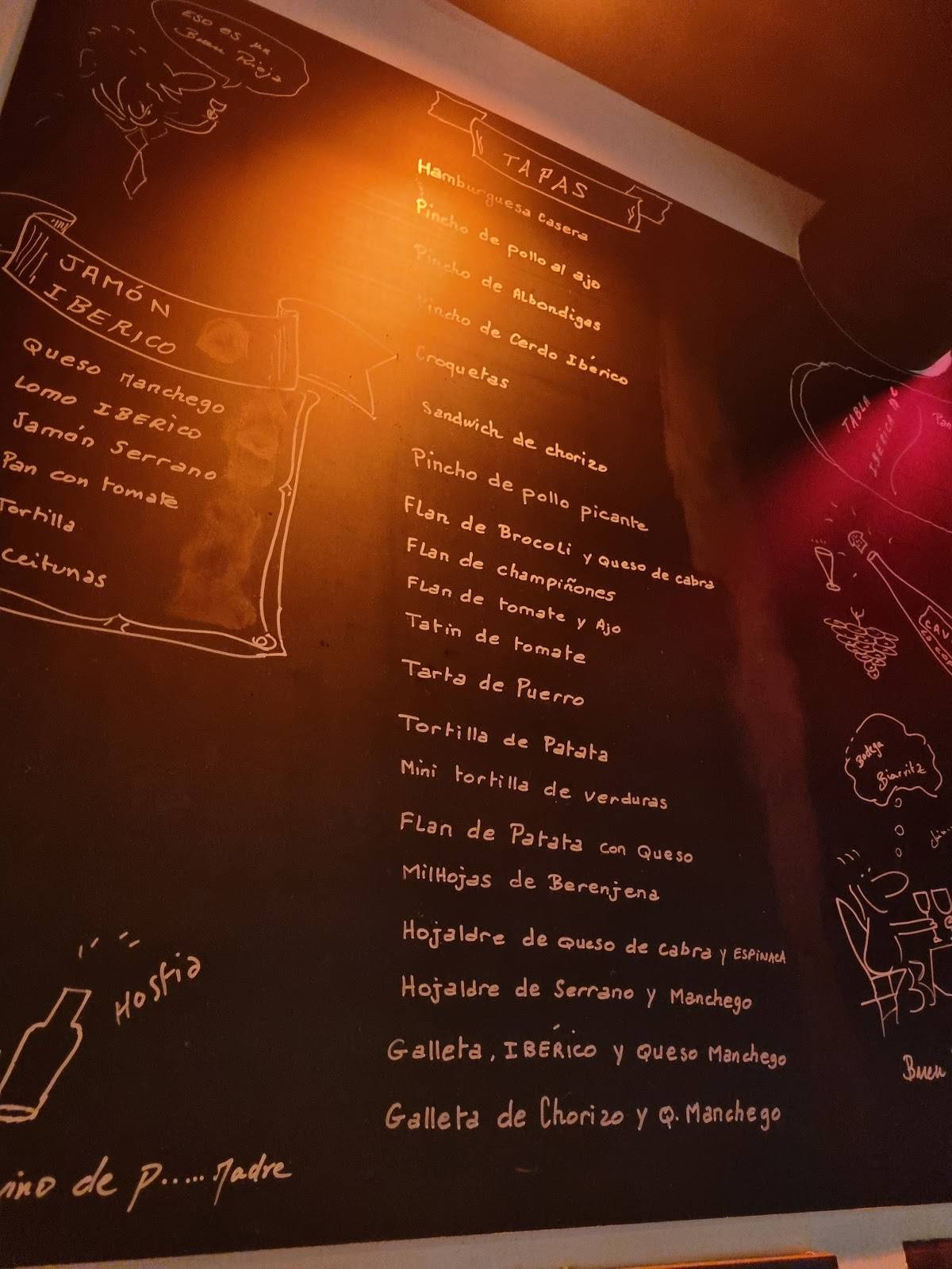 Menu at Bodega Biarritz 1881 restaurant, Barcelona, Carrer Nou de Sant ...